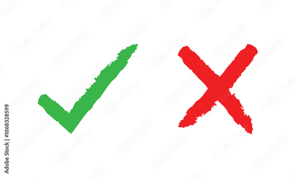 Check mark icon button set. Check box icon with right and wrong buttons and yes or no checkmark ...