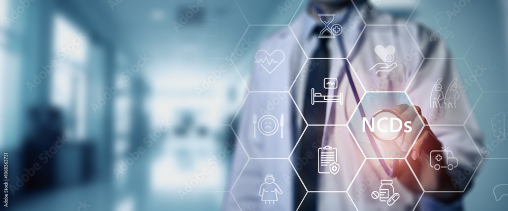 Prevention, detection and treatment of NCDs concept. Medical ...