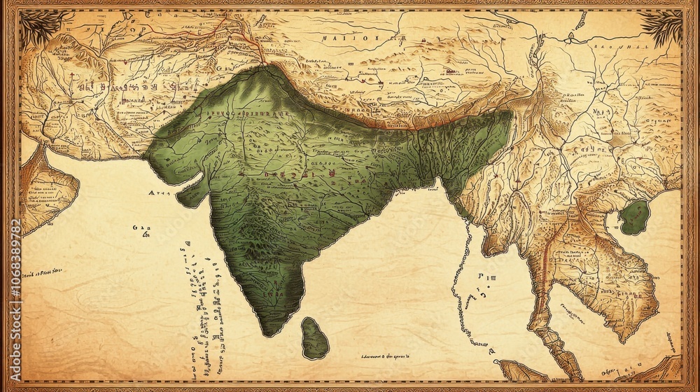 Explore the joyful journey of a monkey across an ancient map of india ...
