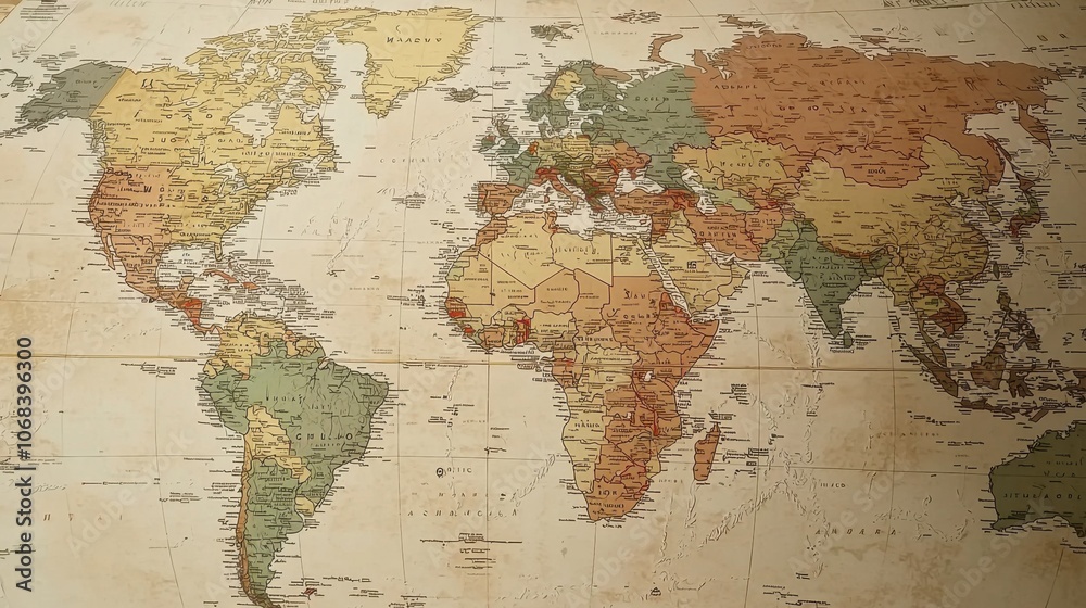 Explore the joyful journey of a monkey on an old-fashioned world map ...