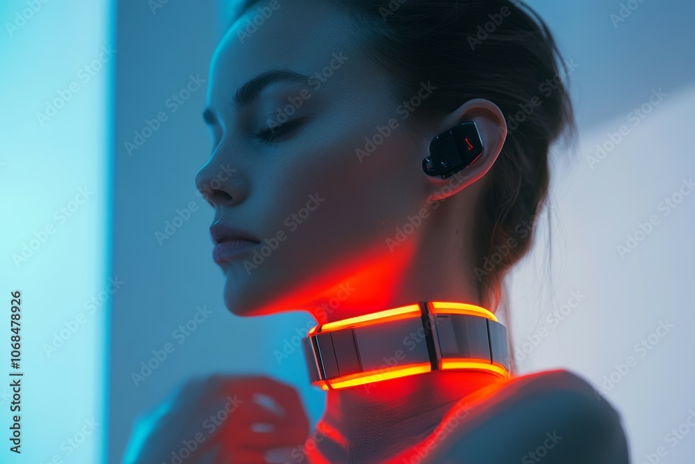 Futuristic Fashion: A Woman Embraces Innovative Technology with a Sleek ...