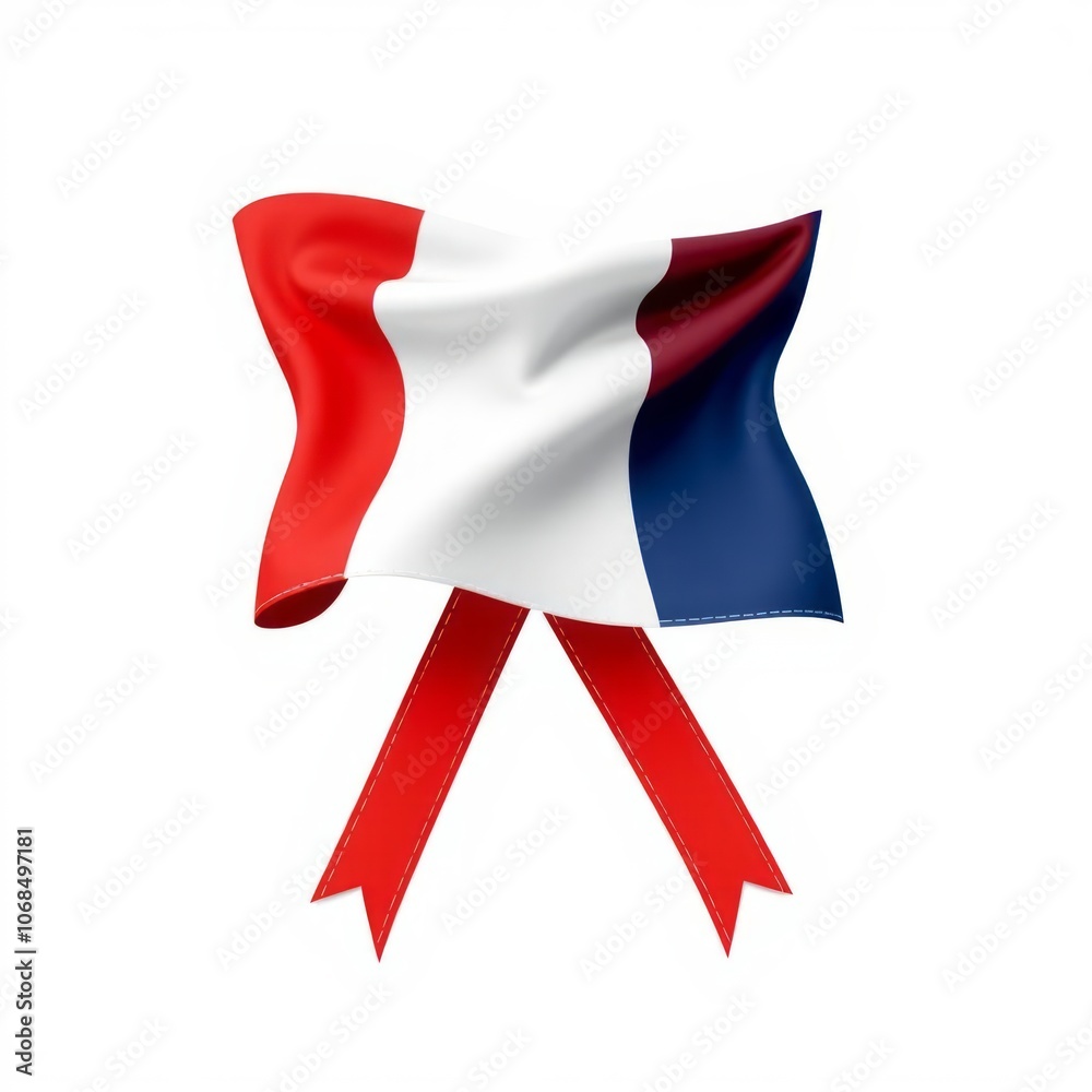France ribbon waving flag on transparent background happy bastille day ...