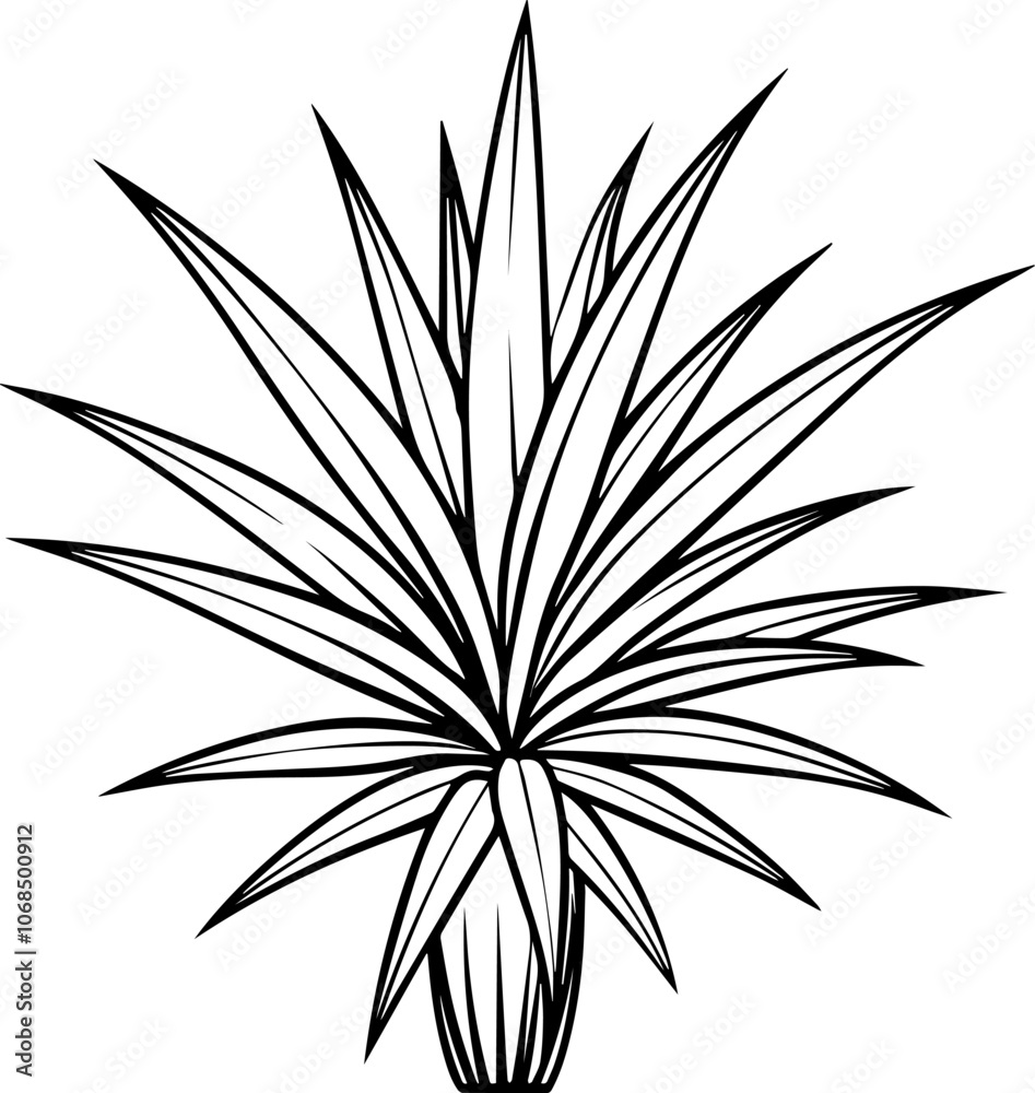 yucca plant outline coloring book page line art vector illustration ...