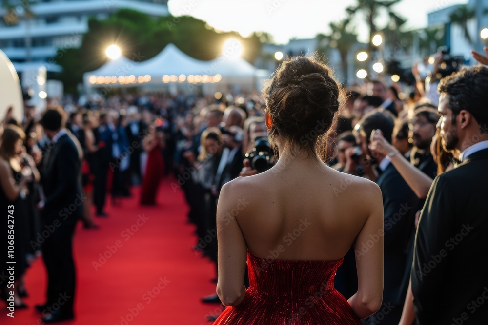 The atmosphere is electric as a celebrity in a red gown walks the red ...