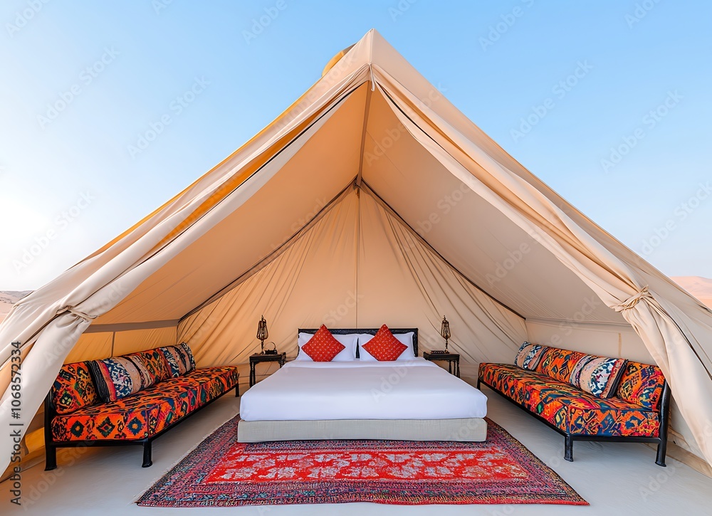 Luxury Glamping Tent Interior Design in Desert Stock Photo | Adobe Stock