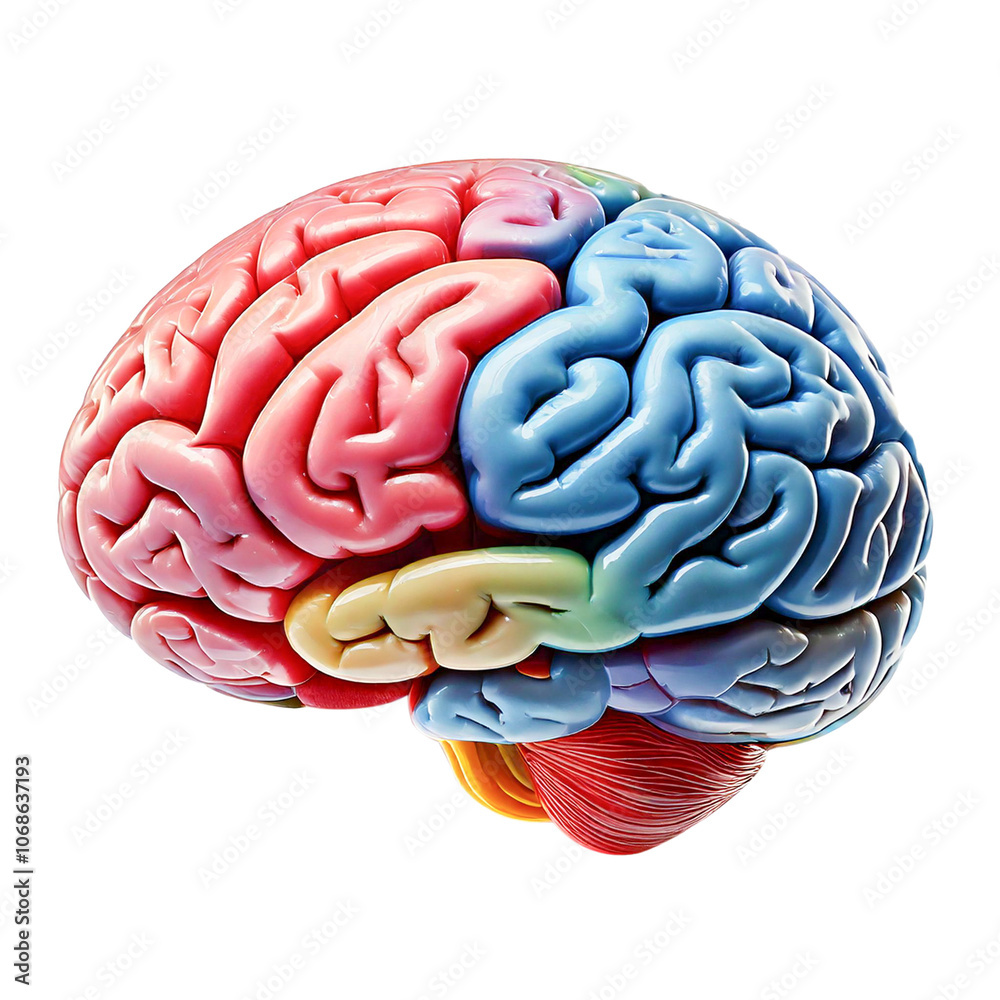 Colorful human brain model showing anatomy and cerebral structure ...