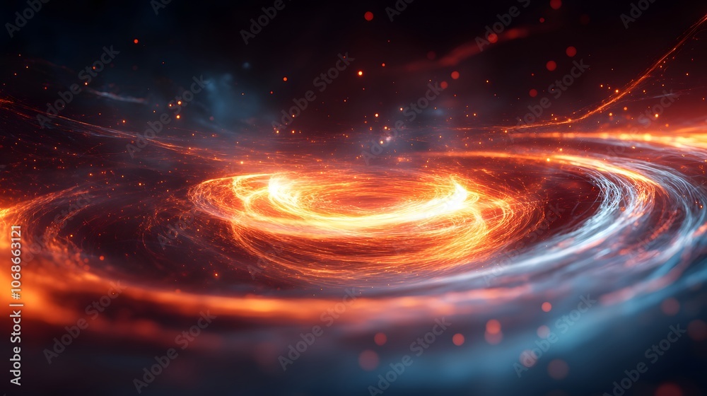 Abstract visualization of a magnetic field with glowing lines and ...