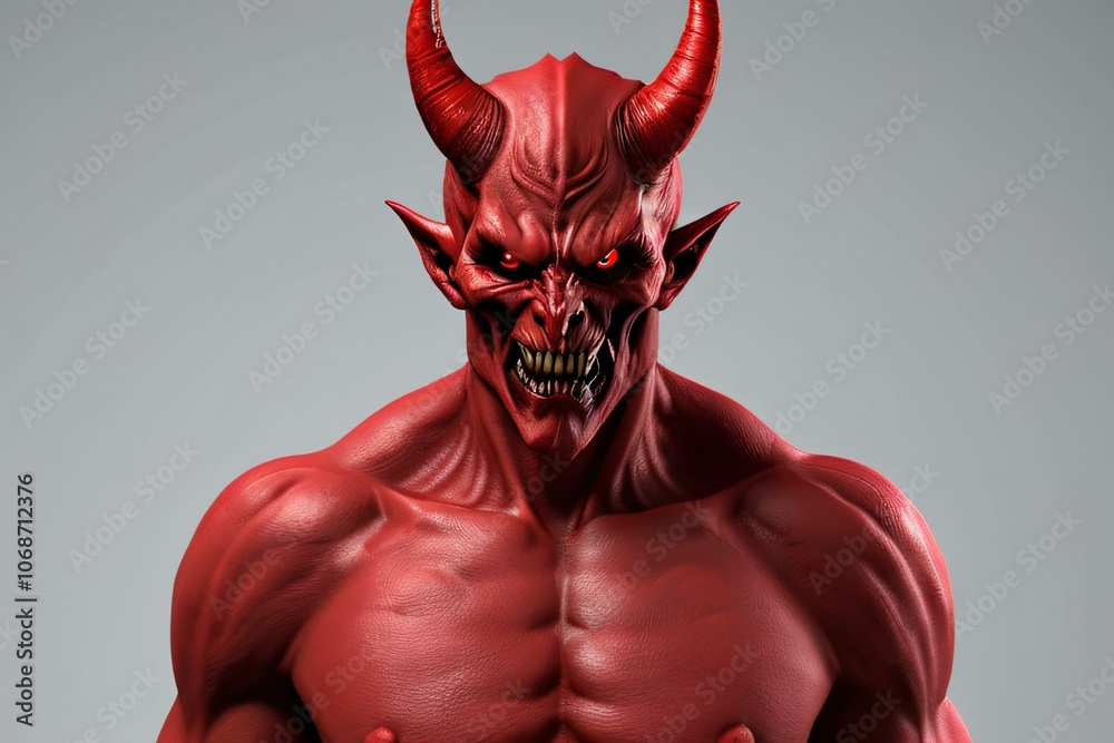 demon, devil, red, realistic, detailed, smooth facial features Stock ...