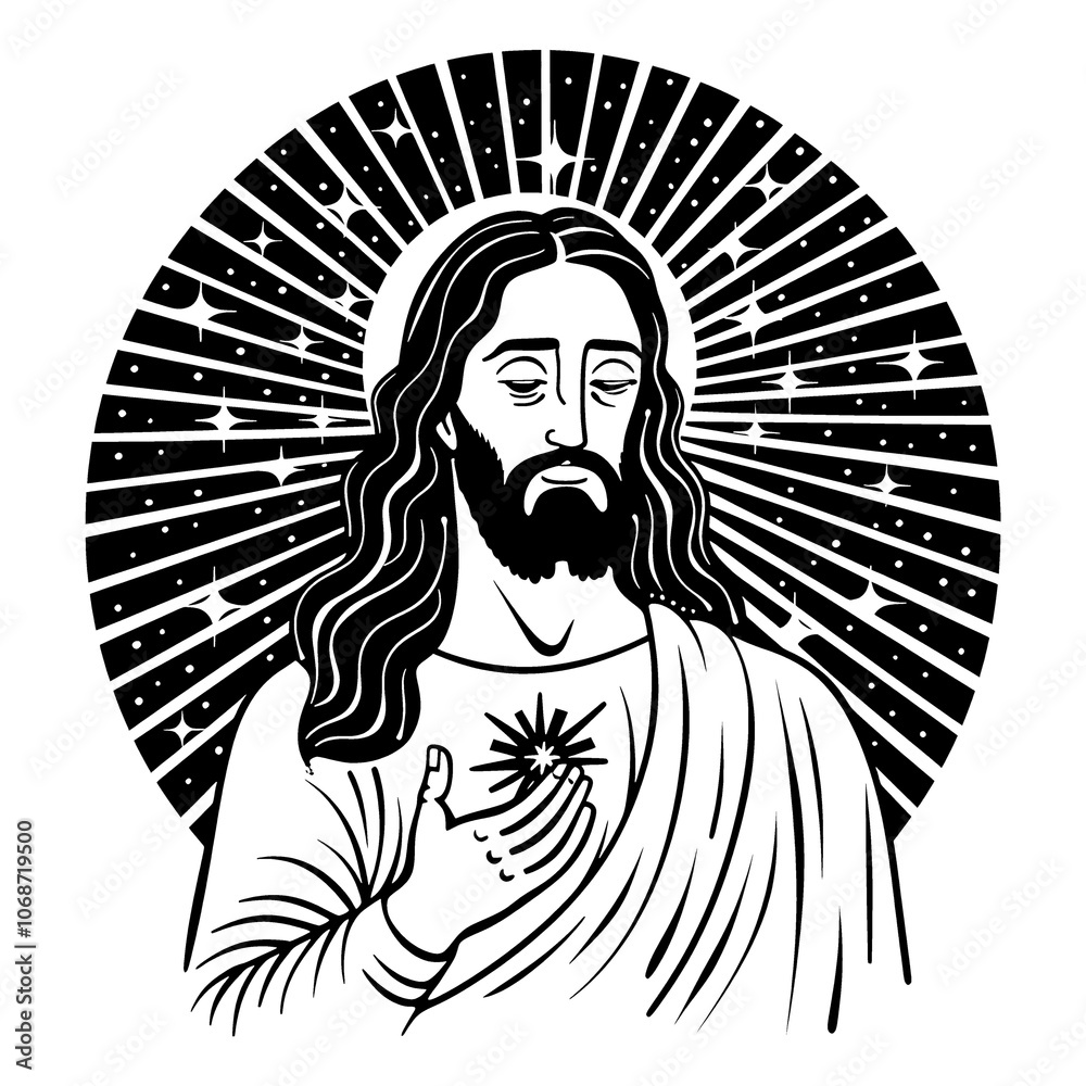 PNG Surreal aesthetic jesus logo art illustrated stencil. Stock ...