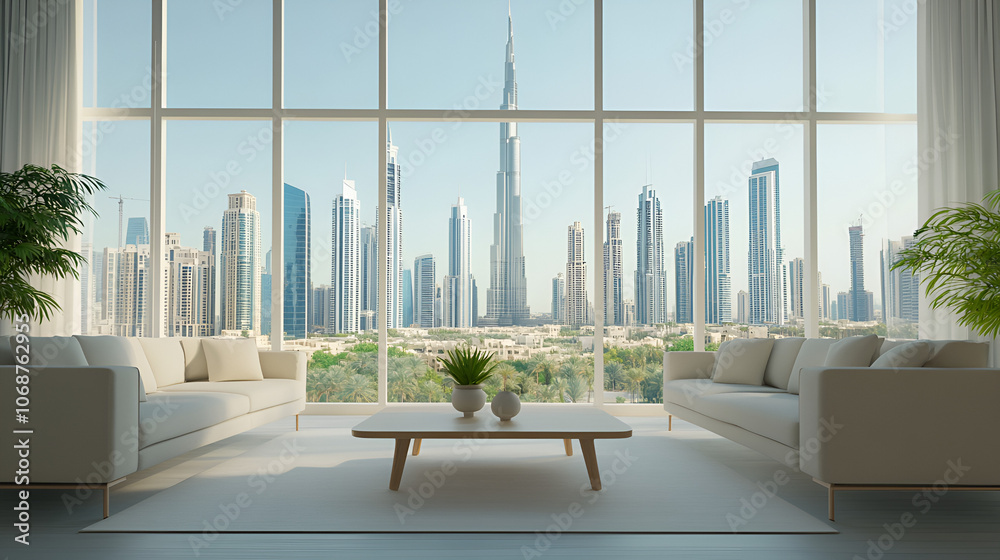 luxury architecture house in Dubai, 3d interior of contemporary art ...