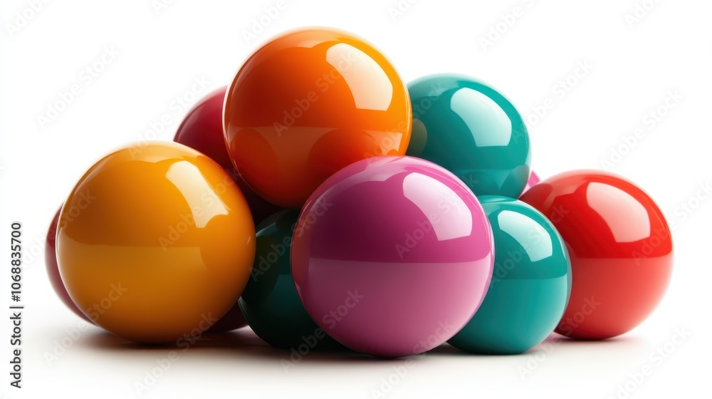 A composition of vividly colored, glossy spheres stacked together ...