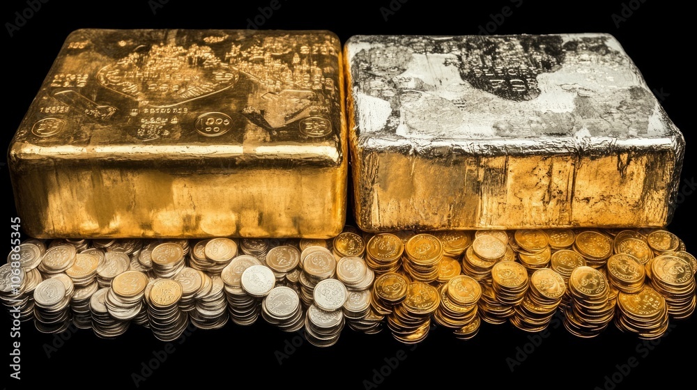 Gold bars. Growth rate in prices for precious metals. Golden background ...
