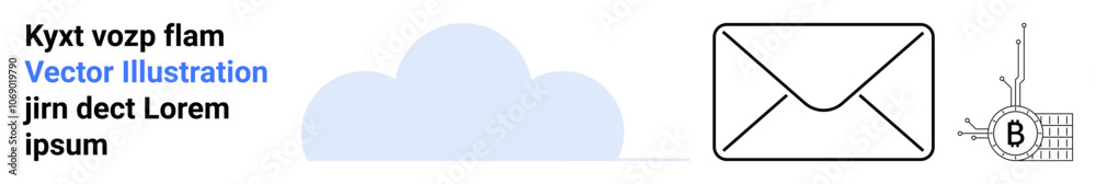 Large cloud backdrop with vector envelope icon and blockchain symbol ...