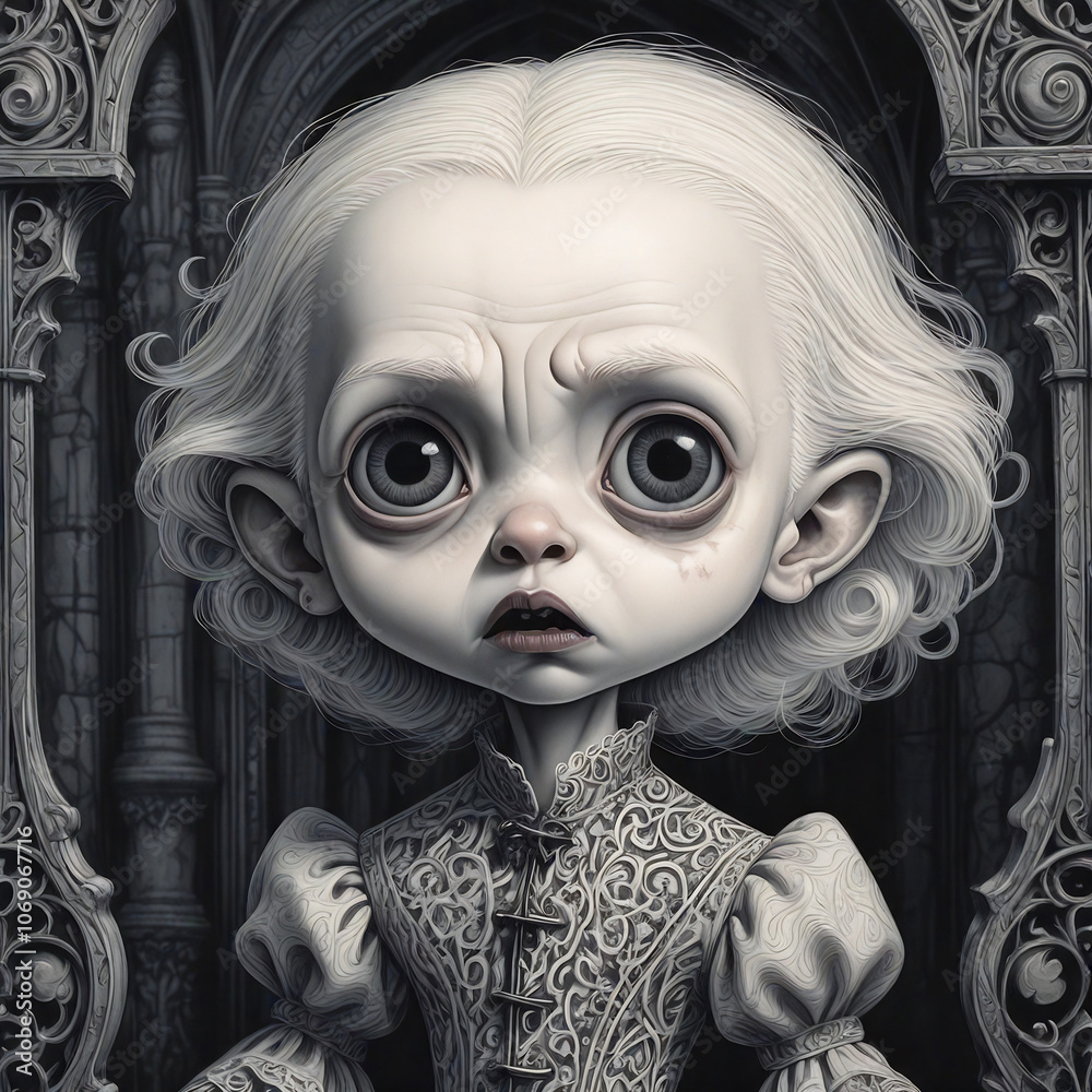 Chibi portrait, insanely detailed, fine pencil sketch, thin lines ...