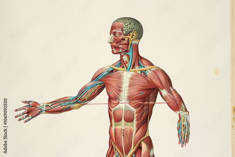 Detailed anatomical illustration of the human body highlighting the ...