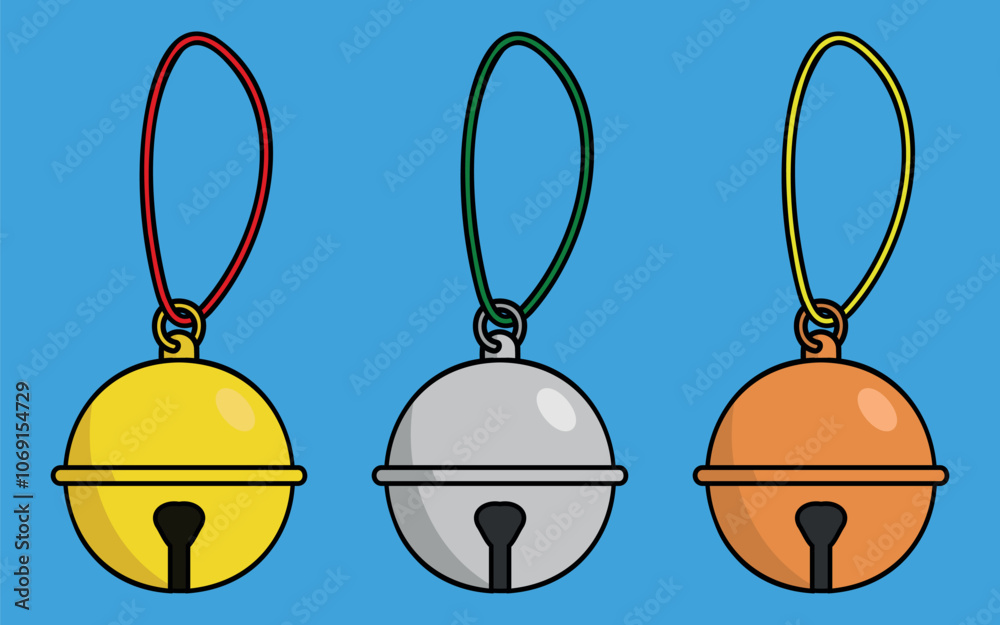 Jingle Bells in Gold, Silver and Bronze Colors, with String ...