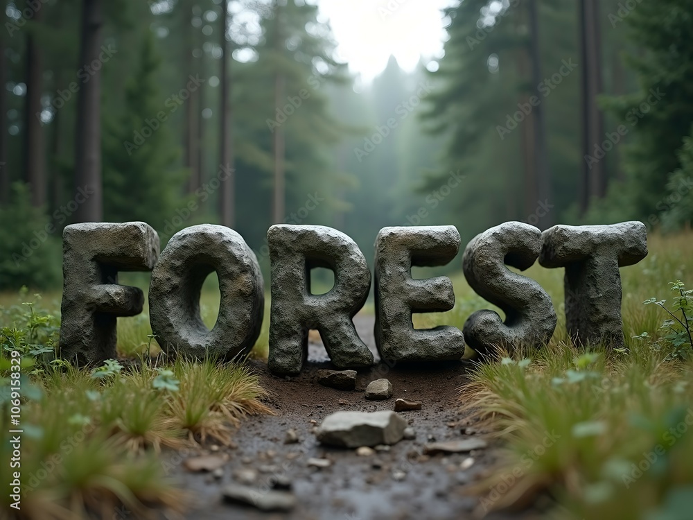 Forest, 3D realistic forest script. Forest path, wild flowers, tall ...