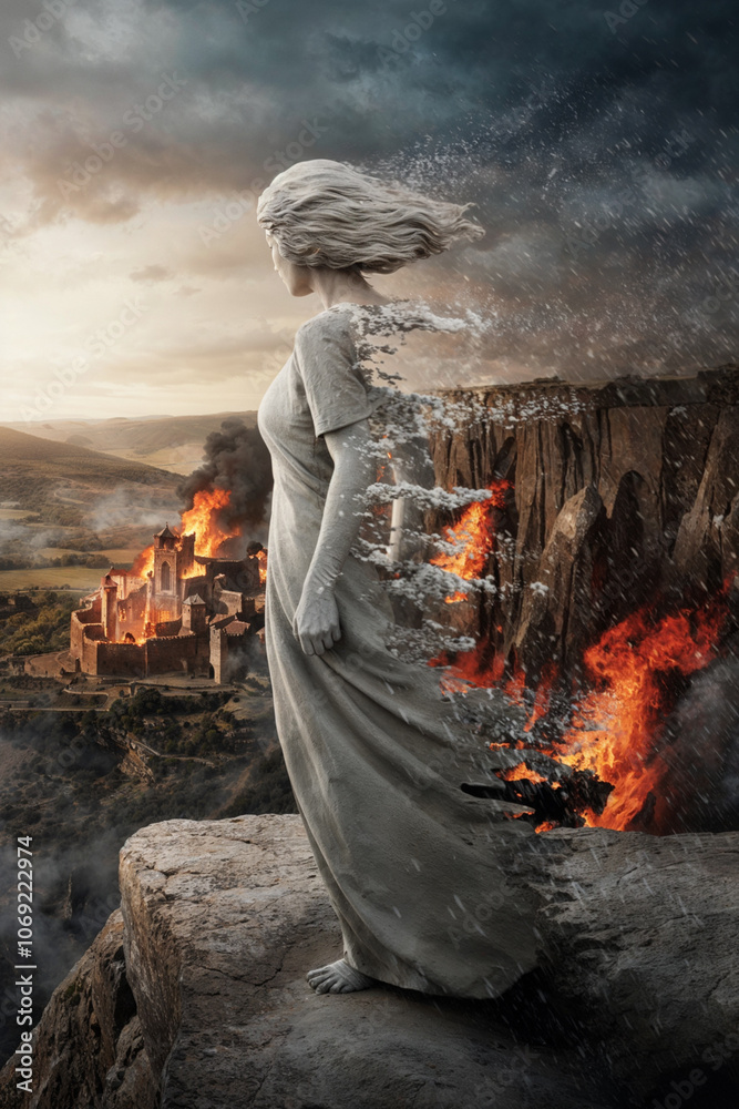 Lot's Wife: A Solemn Transformation as She Looks Back at Sodom's Flames ...