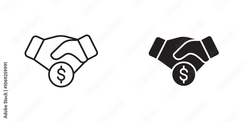 Transaction Approval Icon with Handshake or Checkmark, Representing ...