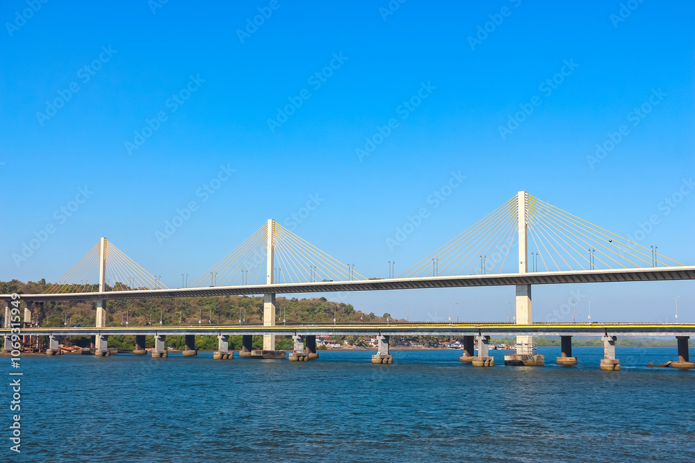 Panaji, Goa, India. View of Atal Setu Bridge between Panaji and ...