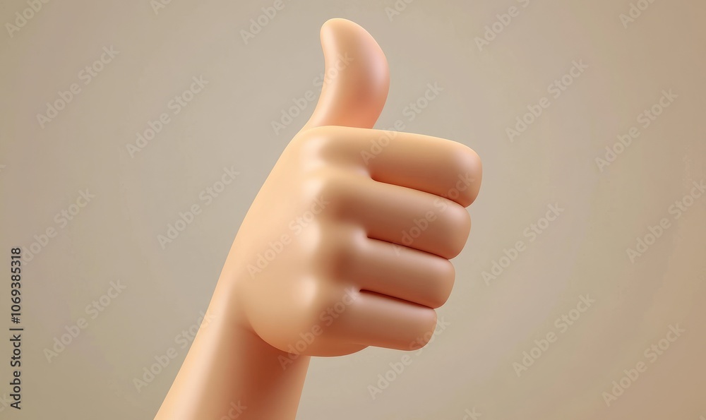 Cartoon 3d hand thumb up, like symbol. Good feedback, positivity ...