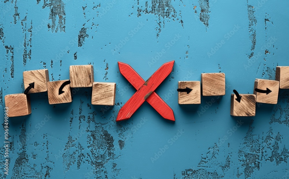 Navigating the Path of Wooden Blocks with Arrows to Avoid Red X Mark ...