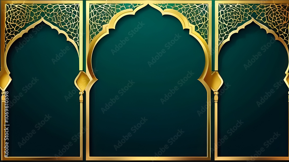 Arabic arch frames with gold gradient stroke border. Muslim holidays ...