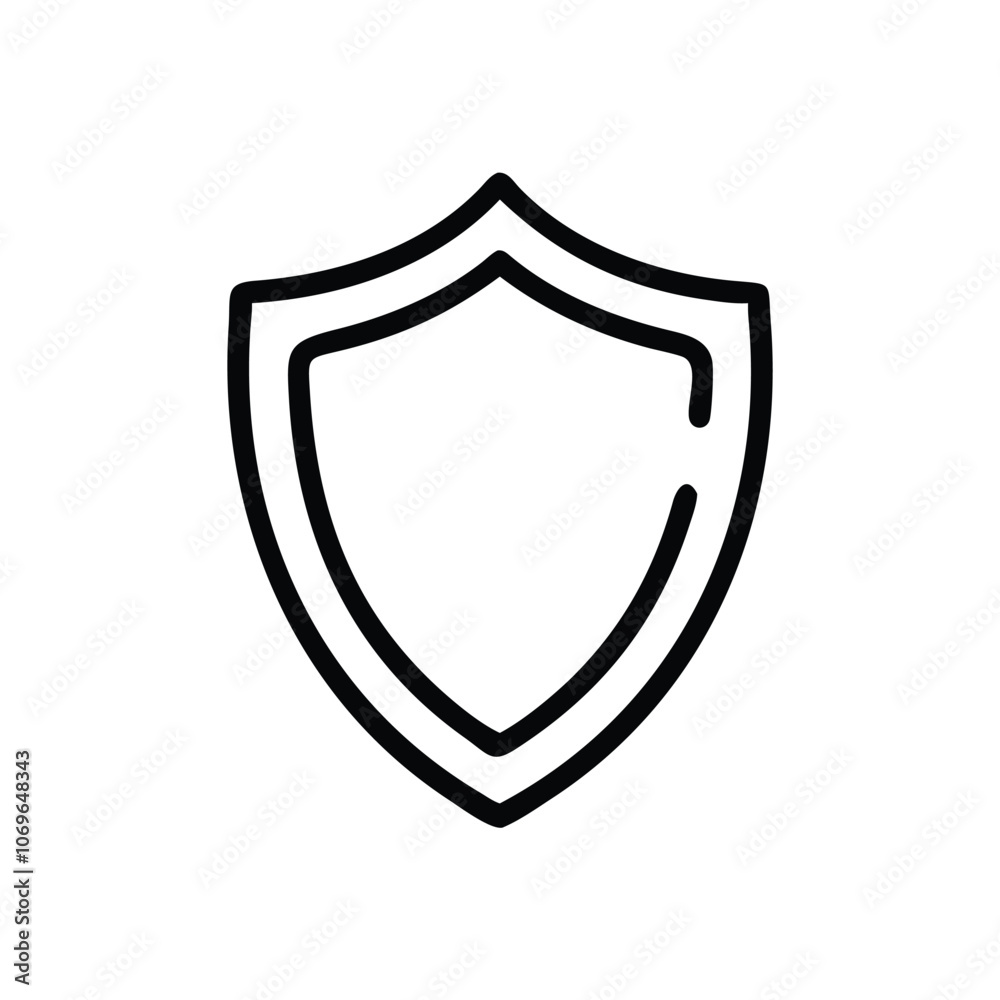Shield Icon Outline for Protection, Minimalist outline of a shield ...