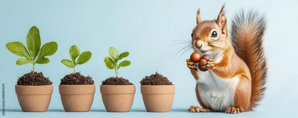 Animal savings chart, with a squirrel gathering acorns to represent ...