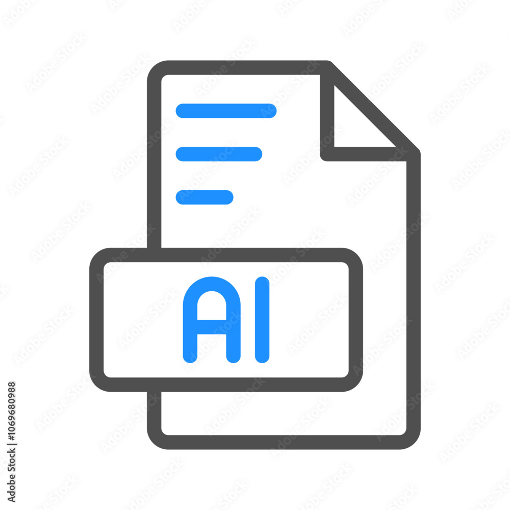 Illustrator file type, outline document icon with Color, perfect for ...