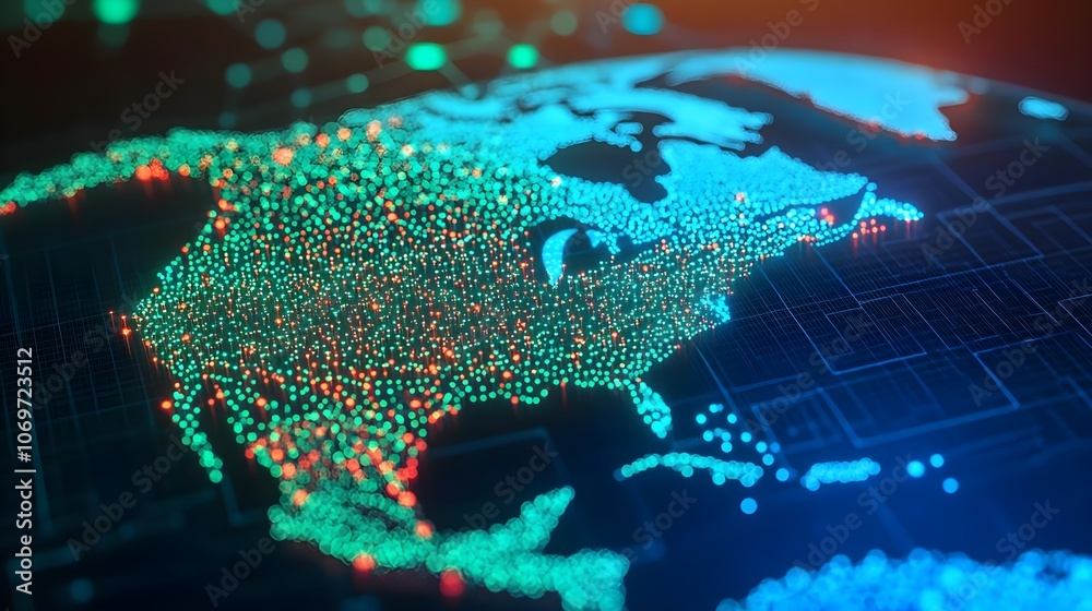 Digital North America Map Stock Illustration | Adobe Stock