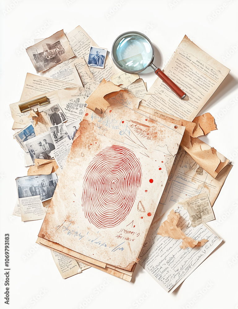 Vintage Forensic Fingerprint Banner with Archival Aesthetic and Aged ...