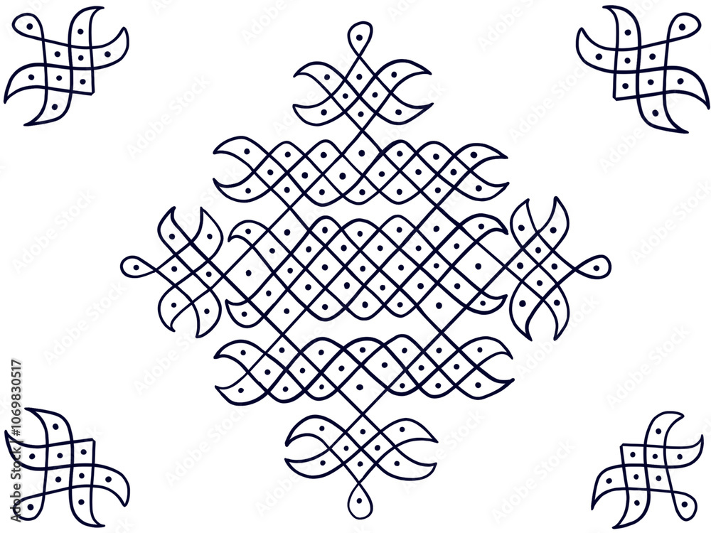 Indian Traditional and Cultural Kolam design PNG set of home decor ...
