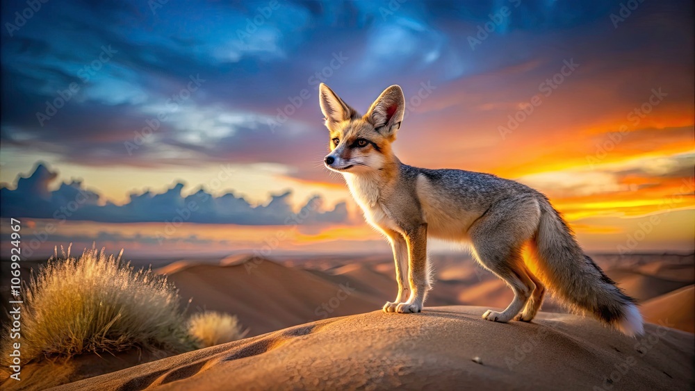 Majestic Desert Fox on Sandy Dune - Low Light Wildlife Photography in ...