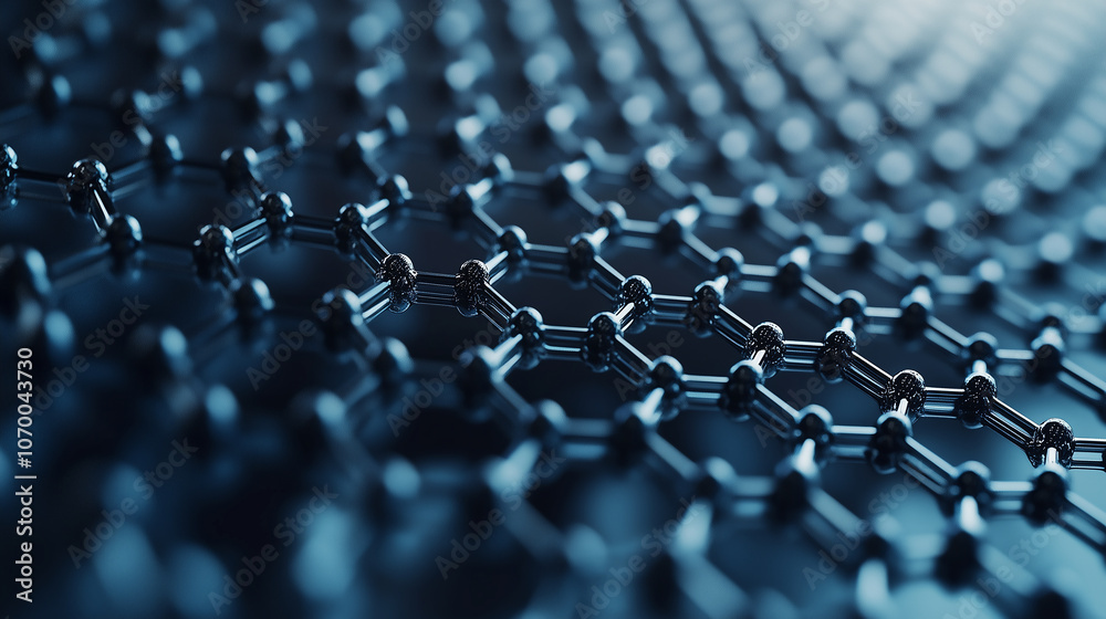 Foto de Stock Graphene's lattice showcases a hexagonal carbon atom ...