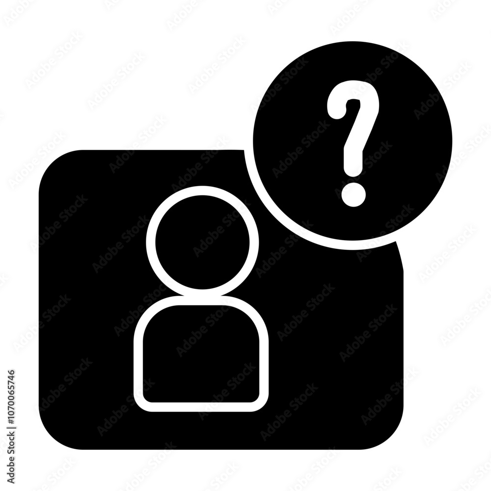 Minimalistic question mark solid icon, representing curiosity or ...