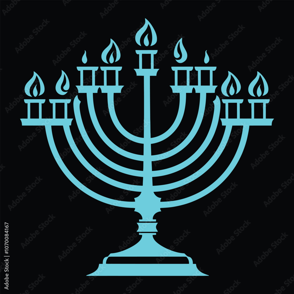 Traditional Menorah Silhouette Illustration,Elegant Seven-Branched ...