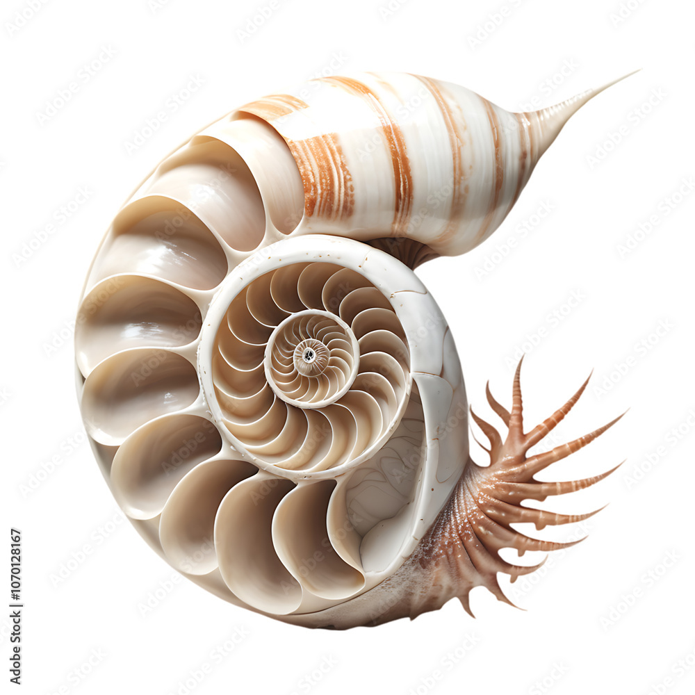 Ilustración de Stock Chambered Nautilus Shell Reveals Intricate Spiral ...