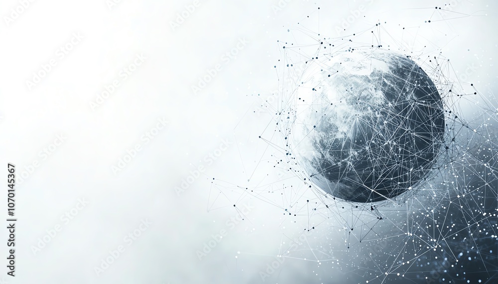 Global network with planet Earth and connection lines on a white ...