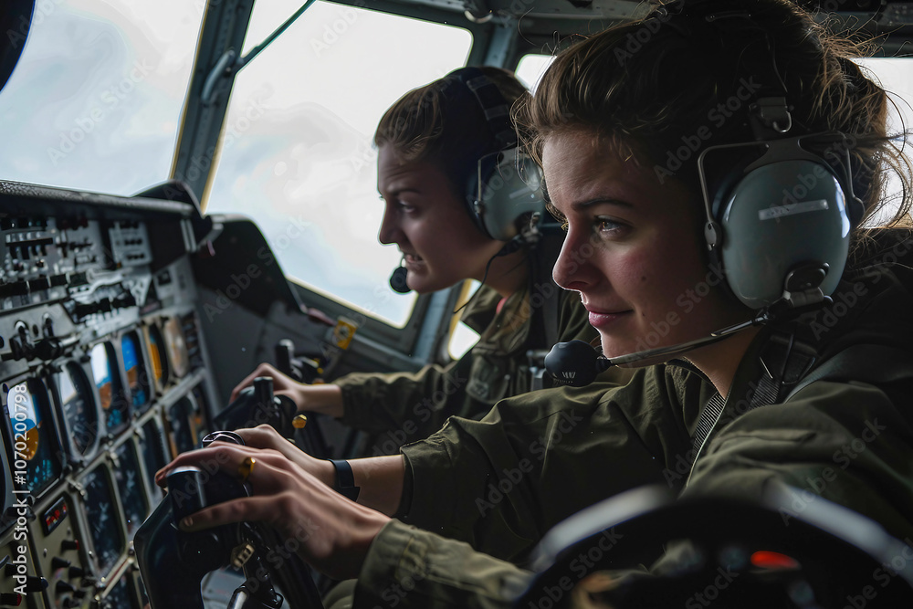 Generative AI portrait of professional airline crew worker steward ...