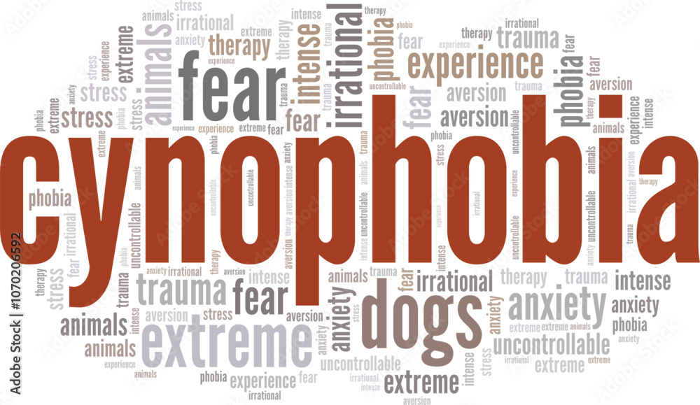 Cynophobia: Fear of Dogs word cloud conceptual design isolated on white ...