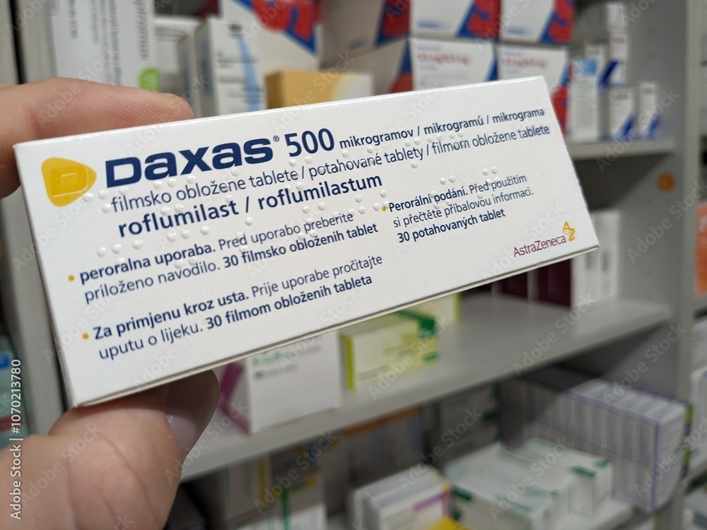 Prague, Czech Republic-August 10 2024:DAXAS box of medication with ...