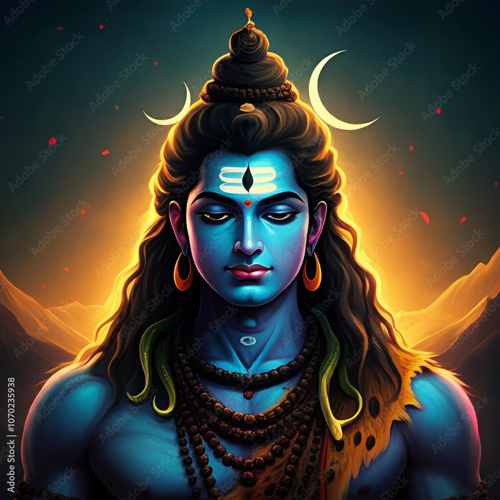 Foto Majestic image of Lord Shiva with a crescent moon and glowing aura ...