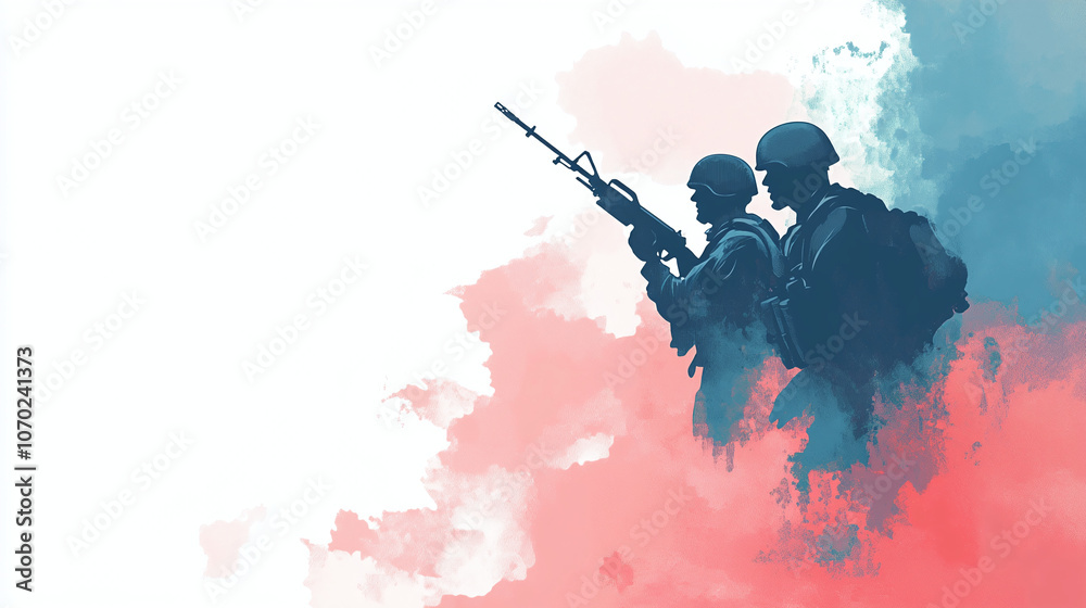 military soldier 2d illustration army banner graphic design painting ...