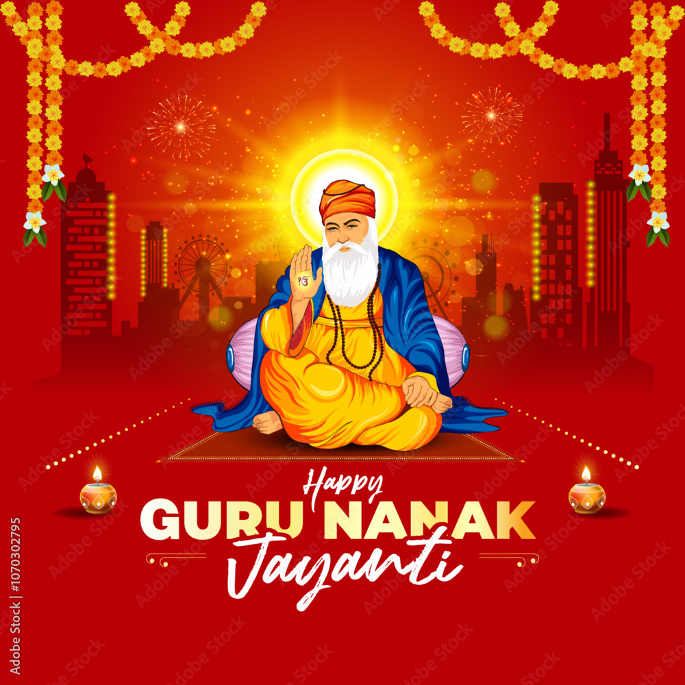 Vector poster design for Guru Nanak jayanti. Indian sikh guru, Gugu ...