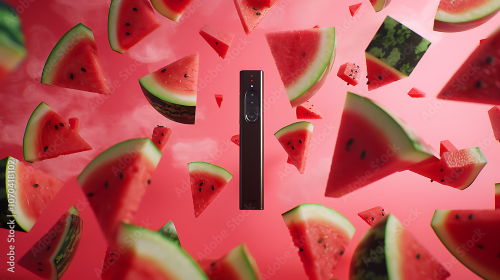 fruit-flavored vape promotion, advertise a watermelon vape tube with ...