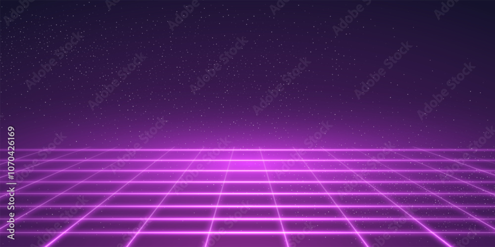 Neon purple grid background. Pink digital game pattern. Abstract ...