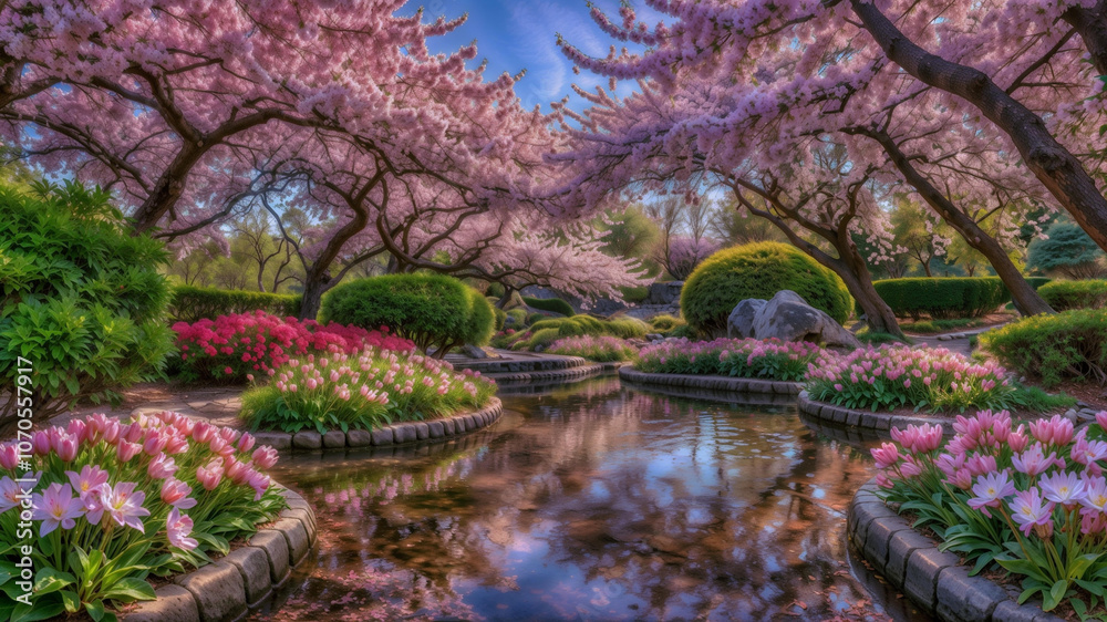 Beautiful hd 8k wallpaper background cherry blossom pink sakura garden ...