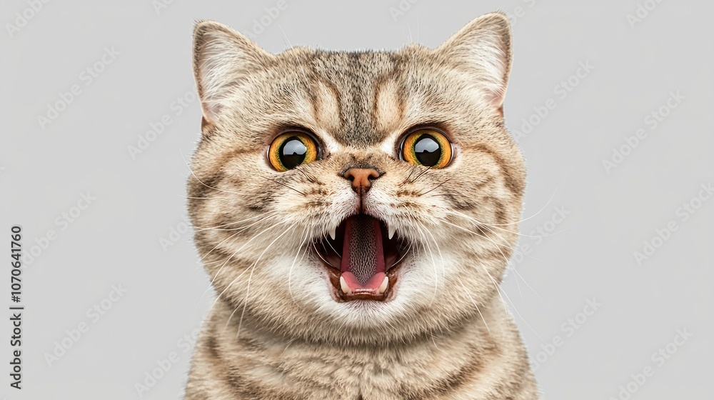 Angry and surprised cat isolated on transparent png background with a ...