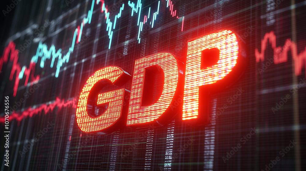 GDP - Gross Domestic Product sign in 3D letters on a background of ...